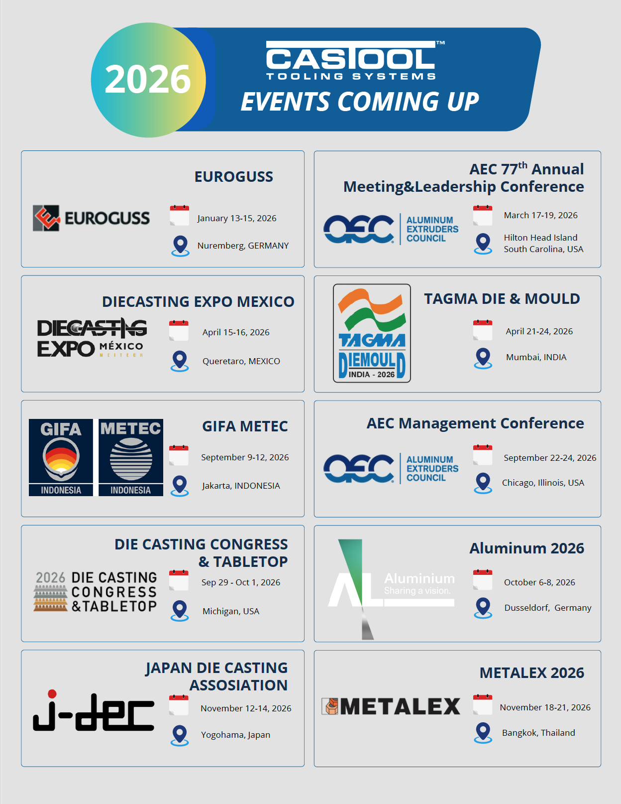 2026 Castool Events - Castool Tooling Systems